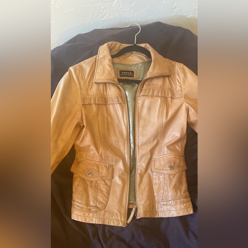 Light Brown Prato 100% Italian Leather Jacket - Gem